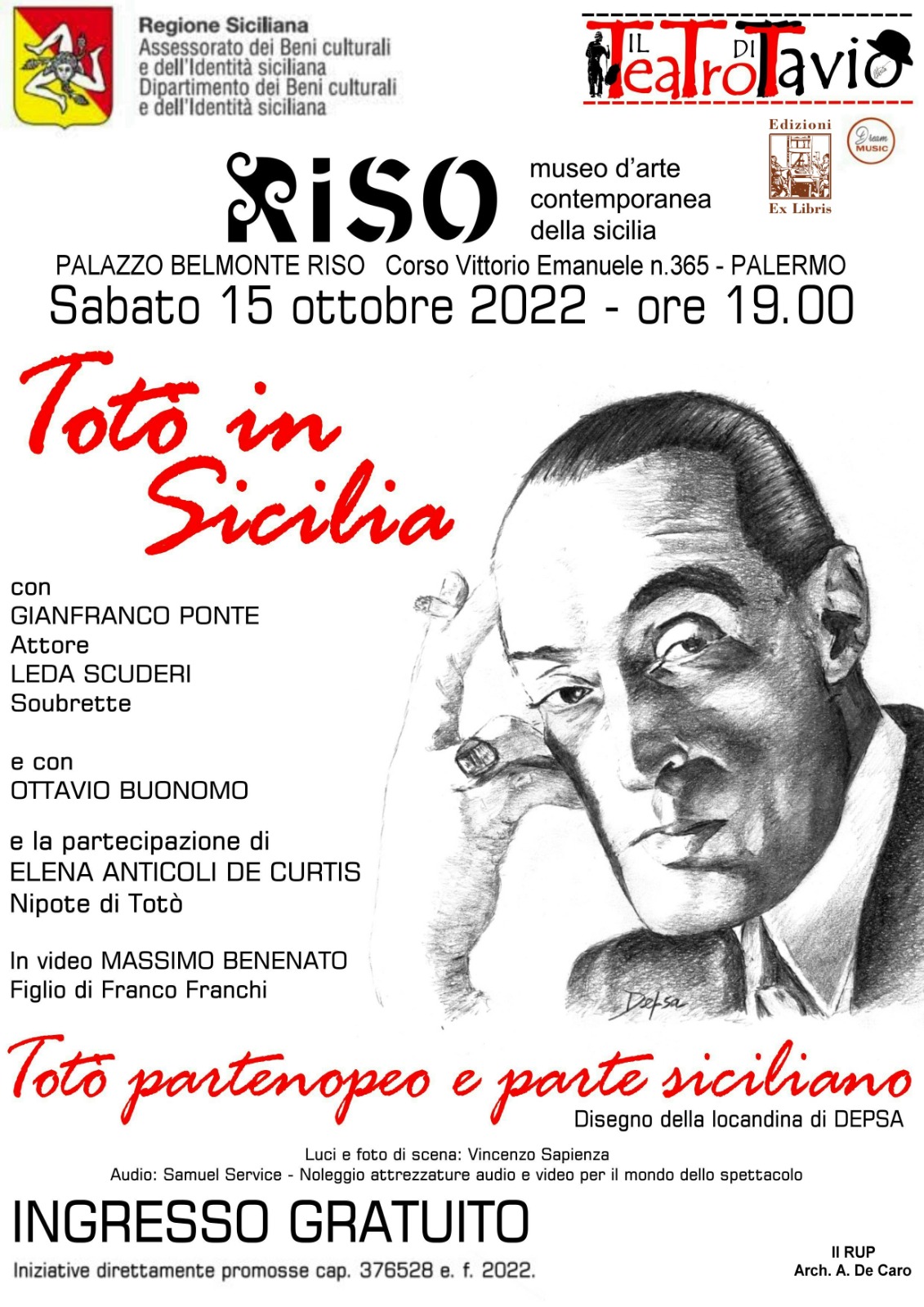 Totò, comico napoletano e siciliano, protagonista a Palazzo Riso